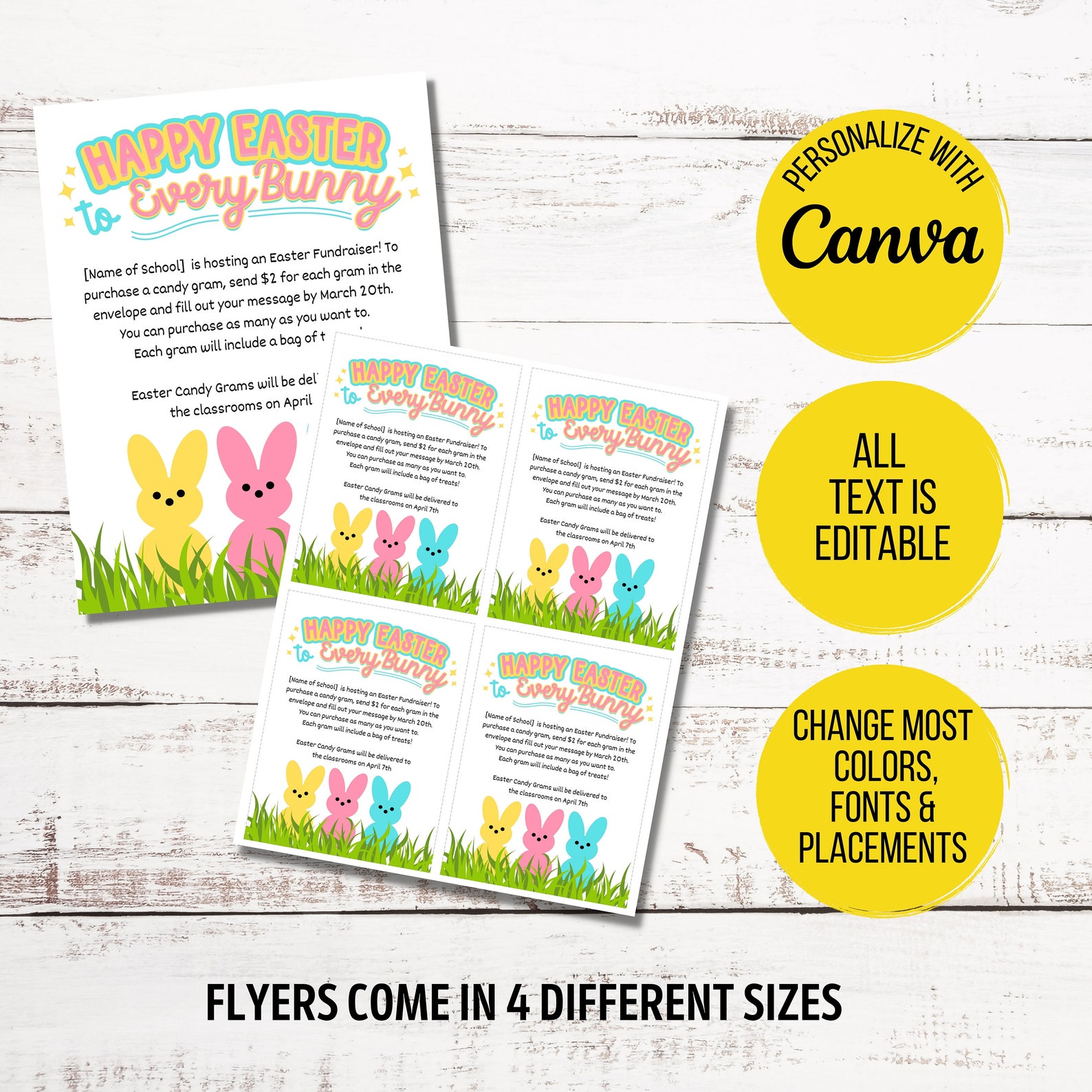 Editable Easter Candy Gram Flyer | PTO / PTA School Fundraiser Template ...
