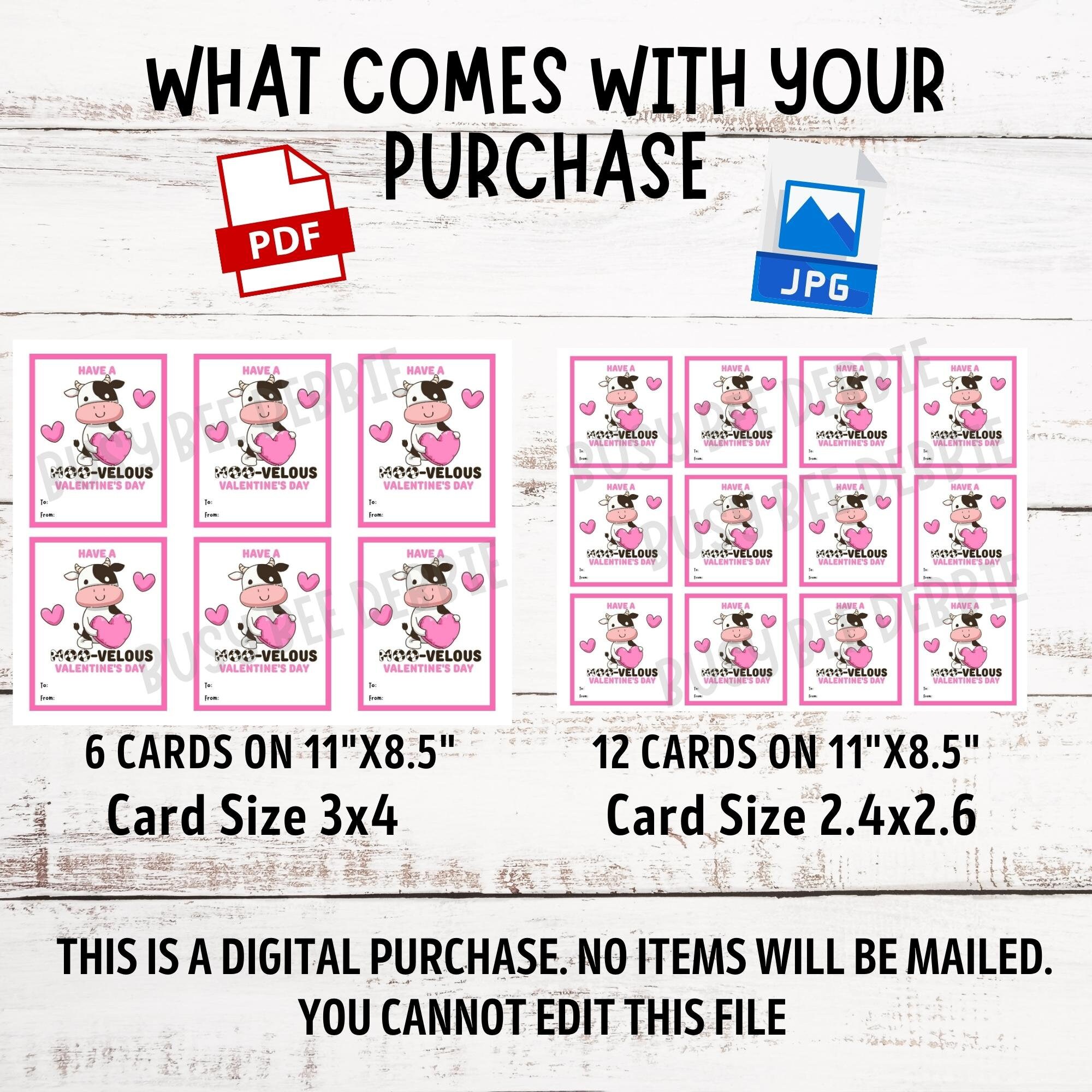 Printable Cow Valentine Cards Cute Cow Valentine Tags Cow - Etsy