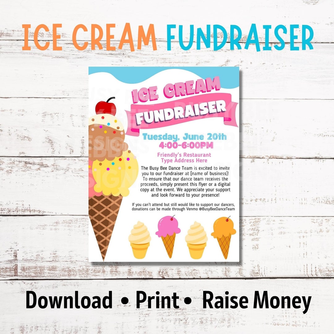 Editable Ice Cream Flyer PTA PTO Fundraiser Ice Cream Party, School ...