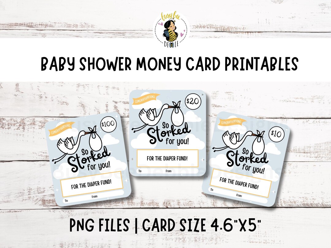 So Storked for You Printable Greeting Card Baby Shower Gift Money Card ...