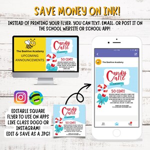 Printable Christmas Candy Cane Gram School Fundraiser Winter Holiday ...