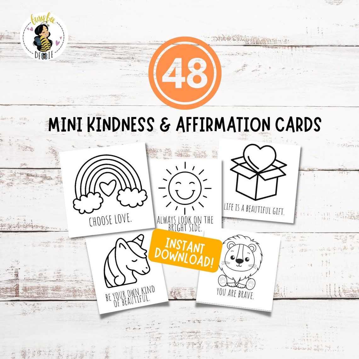 Mini Kindness Cards to Color | Affirmation Cards | Printable Kindness ...