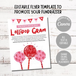 Editable Valentine's Day Lollipop Gram Valentine's - Etsy