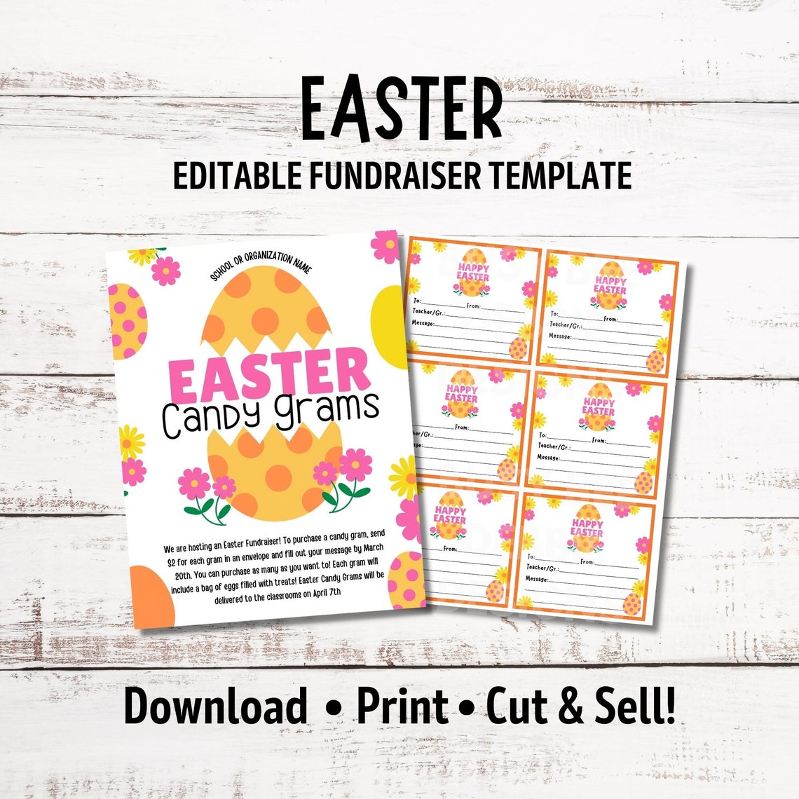 Editable Easter Candy Gram Fundraiser Flyer | Printable Spring Easter ...