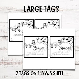 Printable Music Theme Gift Tags Tags for Music Recital, Music Teacher ...