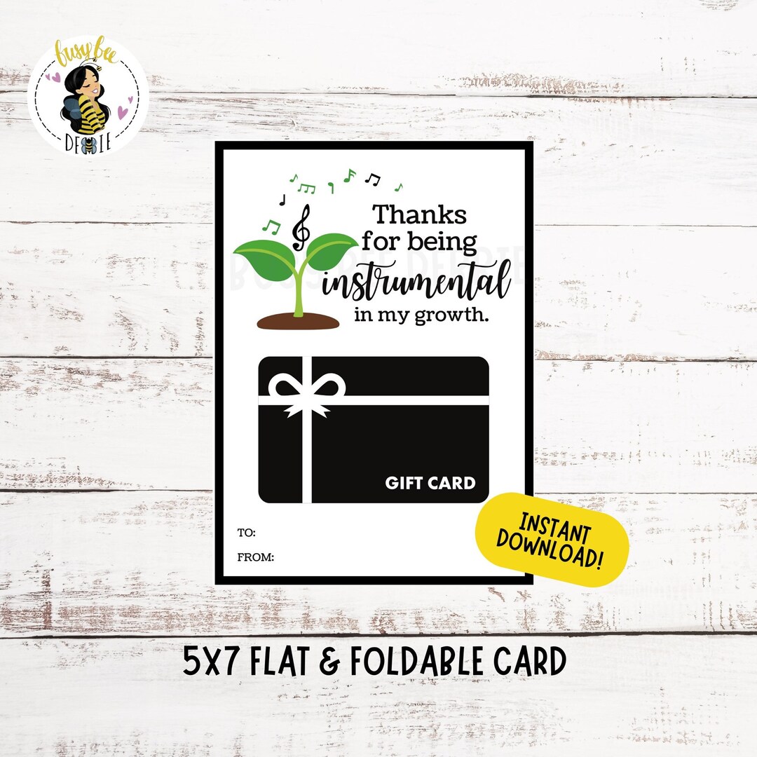 Music Gift Card Holder | Thank You Card for Music, Piano, Violin ...