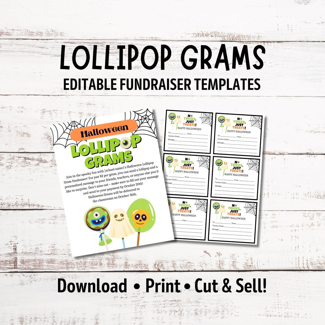 Editable Halloween Candy Gram Flyer Halloween Lollipop Gram Fundraiser ...