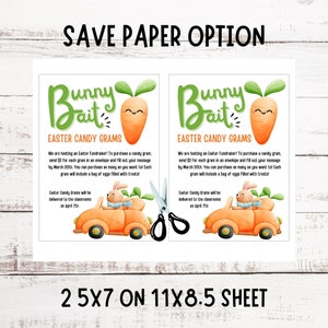 Editable Easter Candy Gram Fundraiser Flyer Bunny Bait Candy Gram for ...