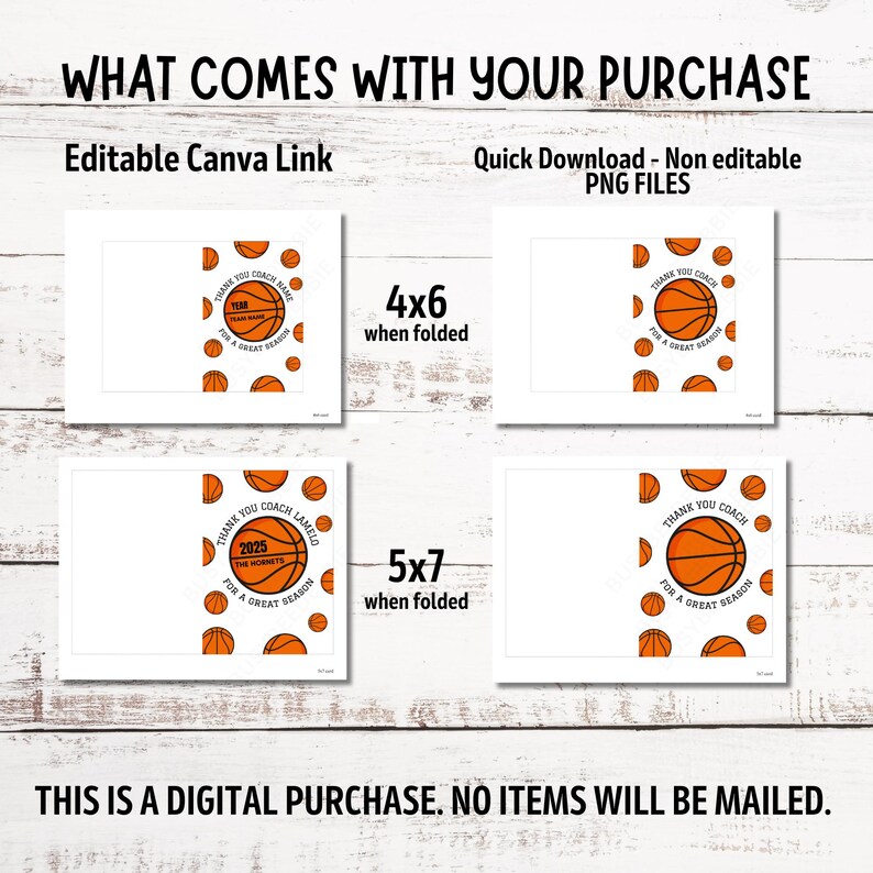 Editable Basketball Coach Thank You Card | Coach Gift | Basketball ...