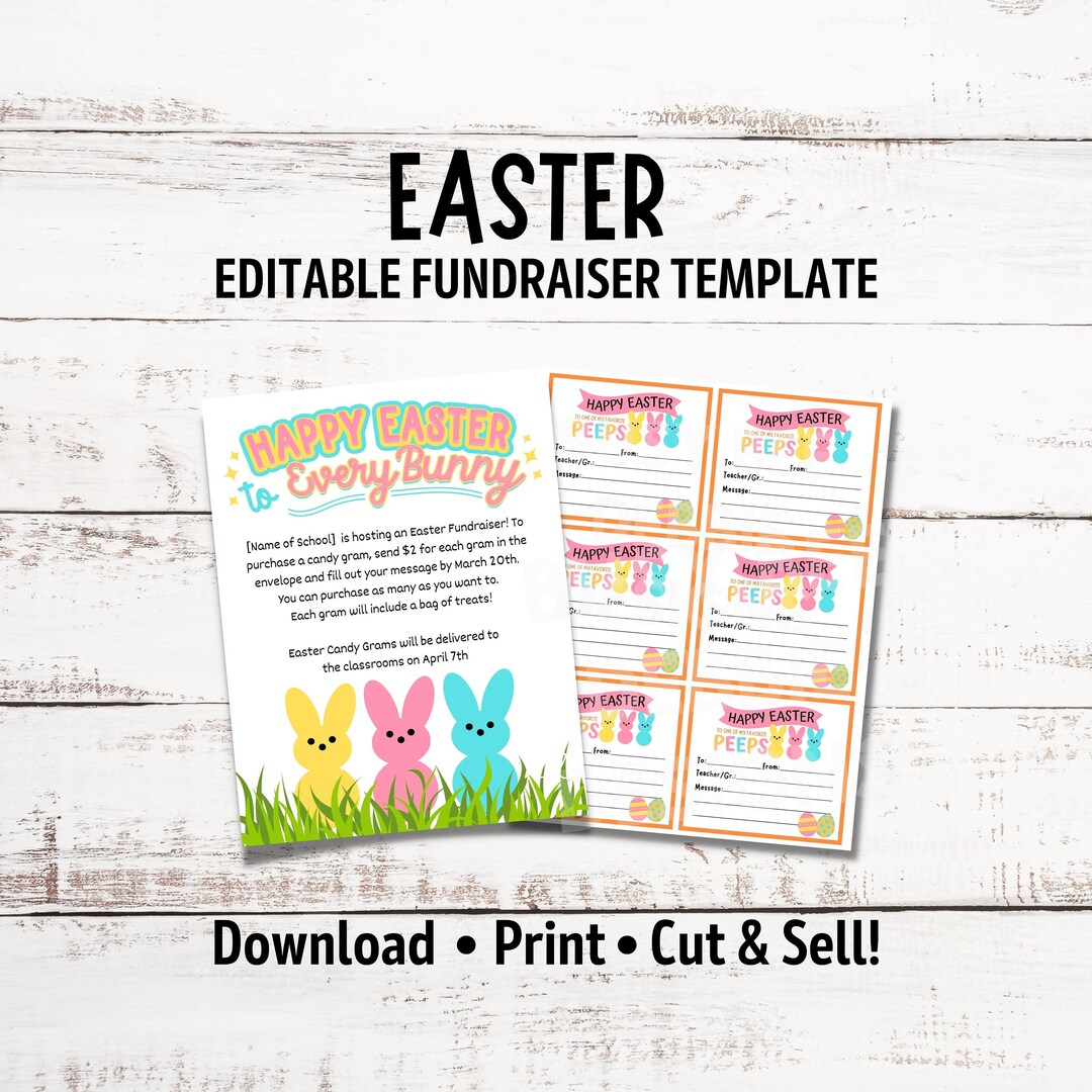 Editable Easter Candy Gram Flyer PTO / PTA School Fundraiser Template ...