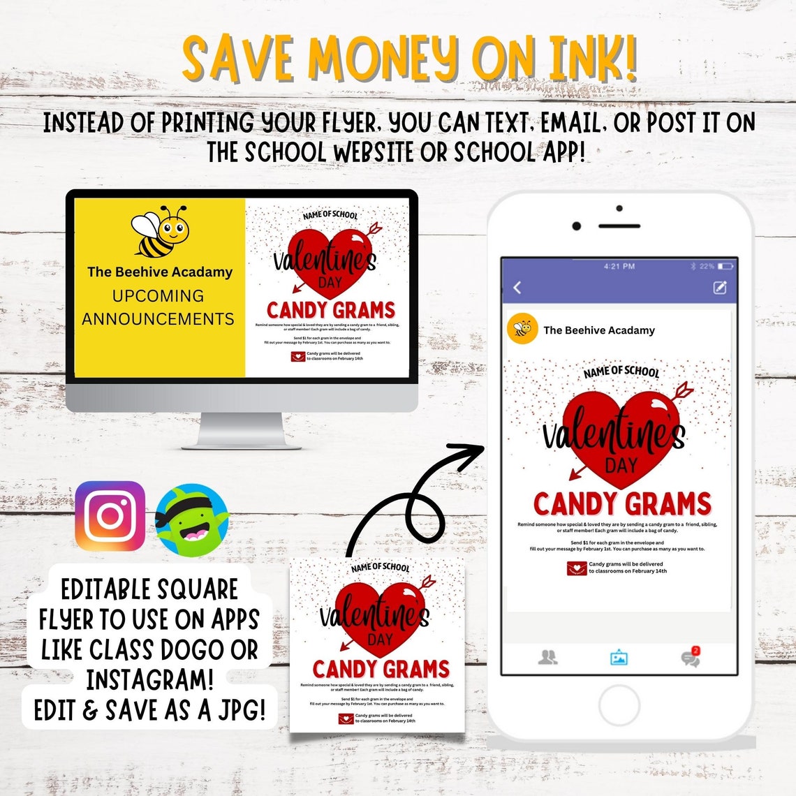 Valentine Candy Gram School Fundraiser Flyer Editable Candy - Etsy