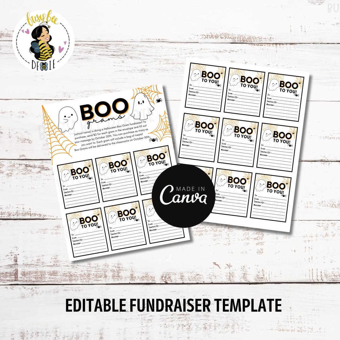 Editable Boo Grams Fundraiser Flyer | Halloween Candy Gram Fundraiser ...