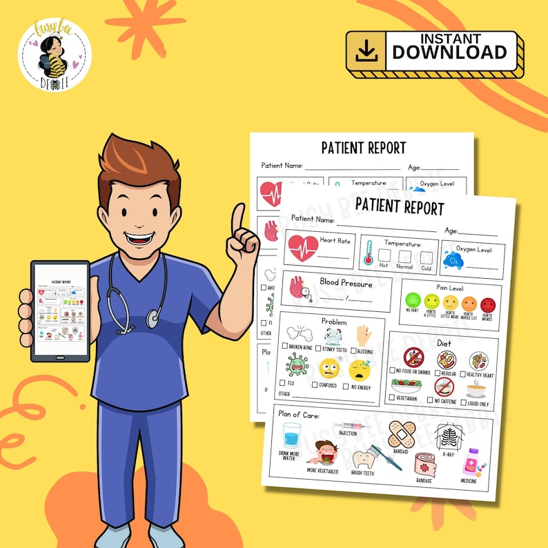 Doctors and Nurses Pretend Play Patient Report Sheet Instant - Etsy