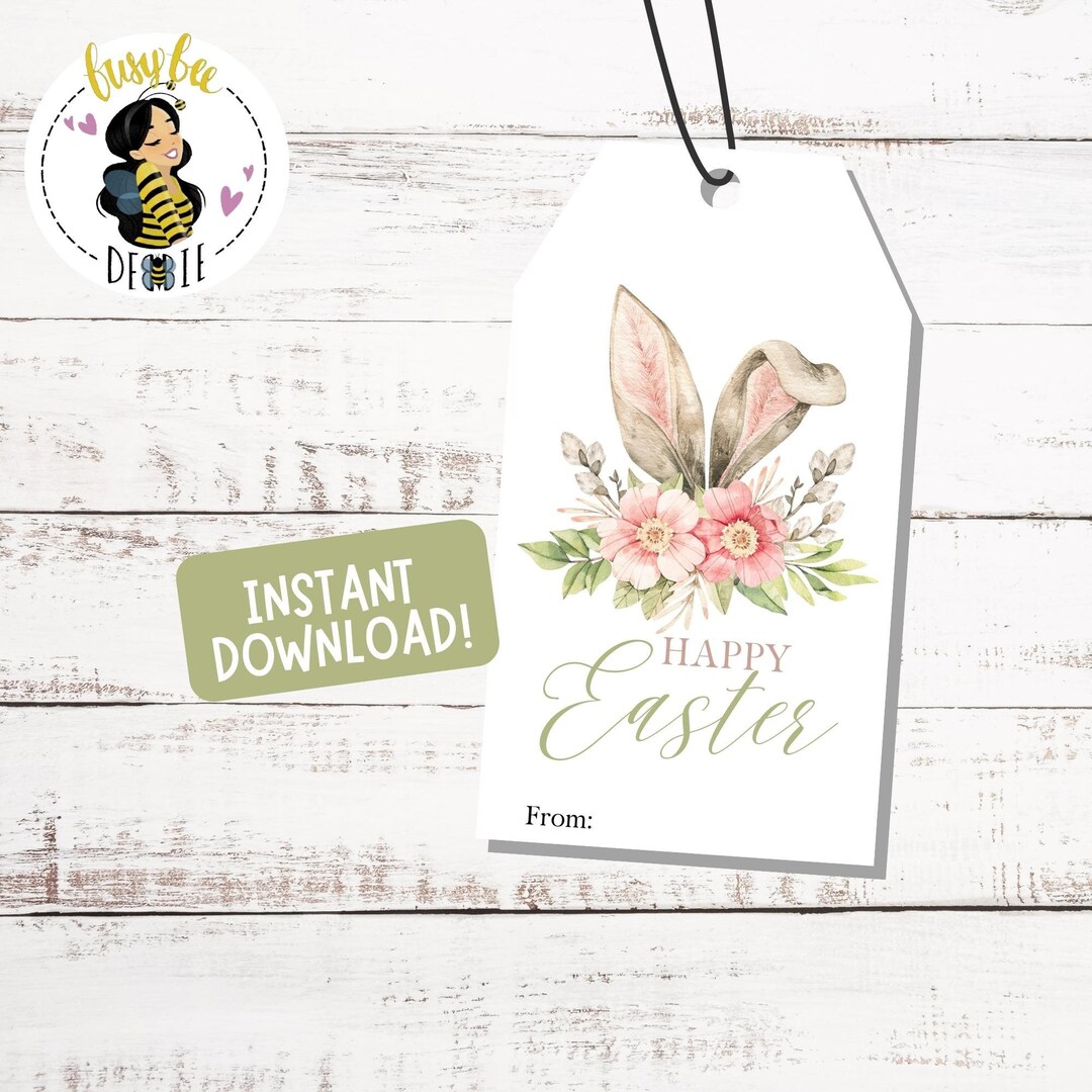 Printable Easter Bunny Gift Tag Instant Download Easter Bunny Ears Gift ...