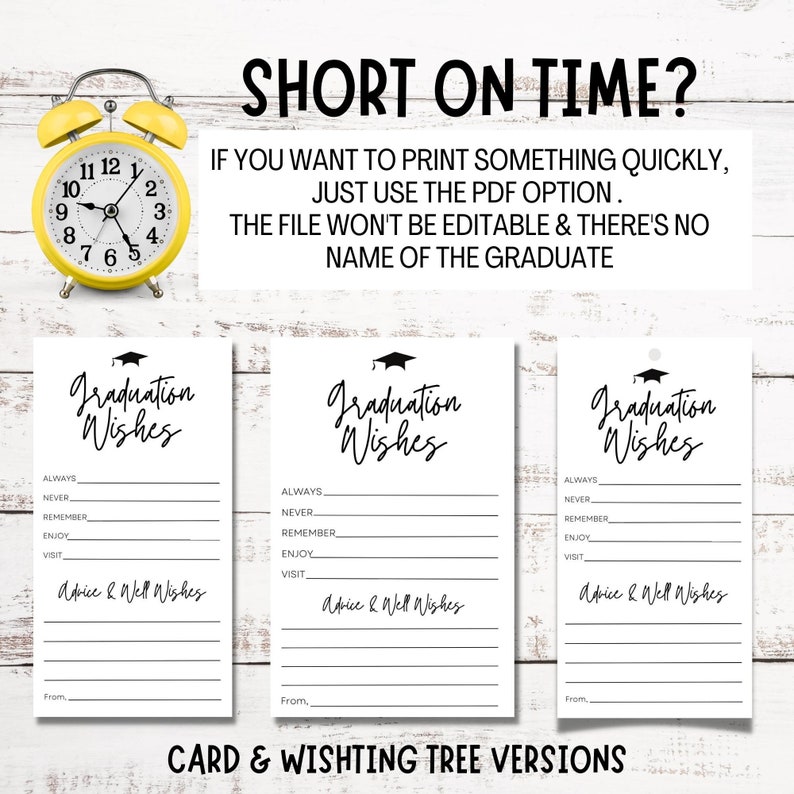 Editable Graduation Best Wishes Cards Advice Cards for - Etsy
