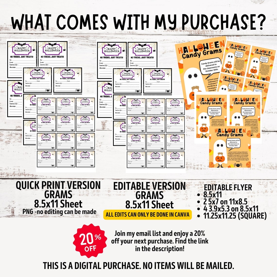 Editable Halloween Candy Gram Fundraiser Flyer | Halloween Candy Grams ...