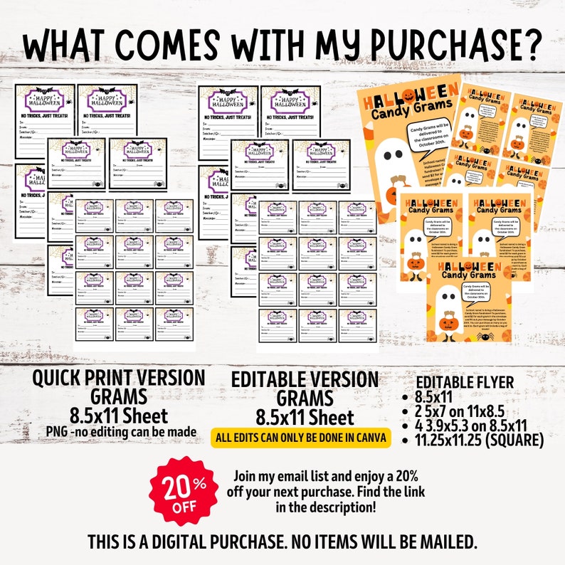 Editable Halloween Candy Gram Fundraiser Flyer | Halloween Candy Grams ...