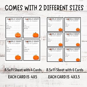 Thanksgiving Gobble Gram Download Candy Grams for School Fundraiser ...