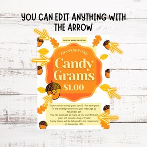 Thanksgiving Candy Gram Download | Candy Grams for School Fundraiser ...