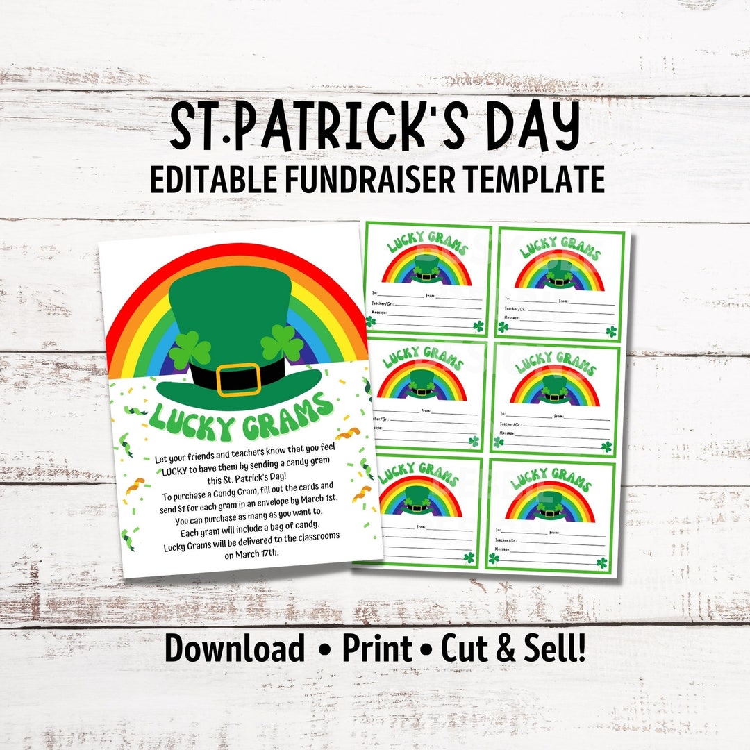 St. Patricks Day Candy Gram Fundraiser Flyer Template Lucky Grams for ...