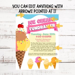 Editable Ice Cream Flyer PTA PTO Fundraiser Ice Cream Party, School ...