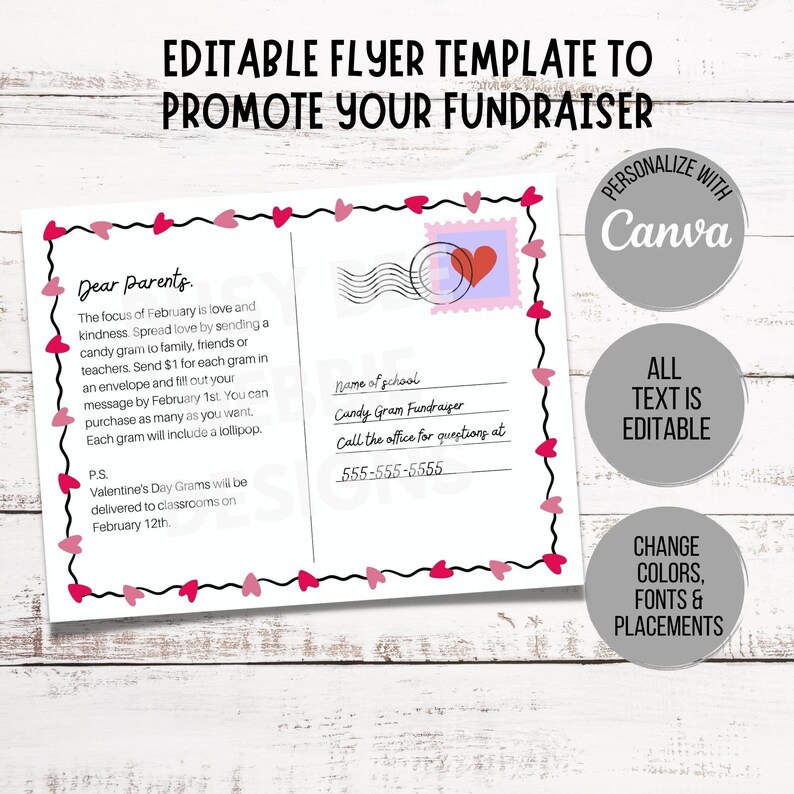 Printable Valentine's Day Candy Gram Post Card - Etsy