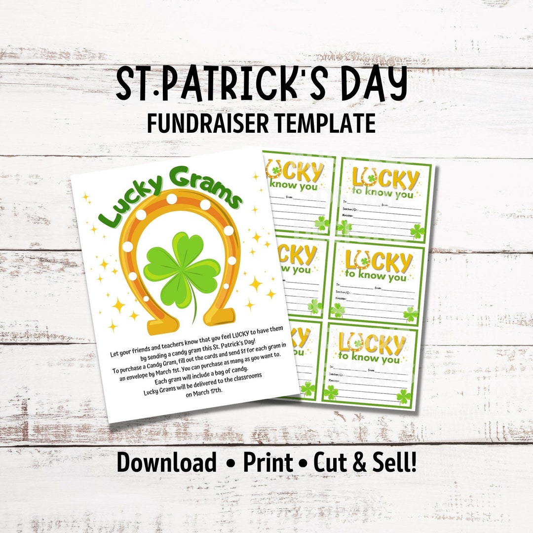 Editable St. Patrick's Day Candy Gram Fundraiser Flyer Template Lucky ...