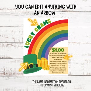 Editable St. Patrick's Day Candy Gram Flyer School - Etsy