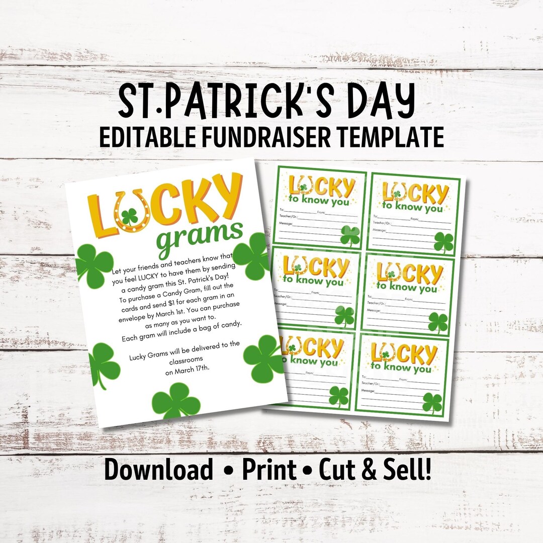 Editable St. Patricks Day Flyer Fundraiser Lucky Grams for School ...