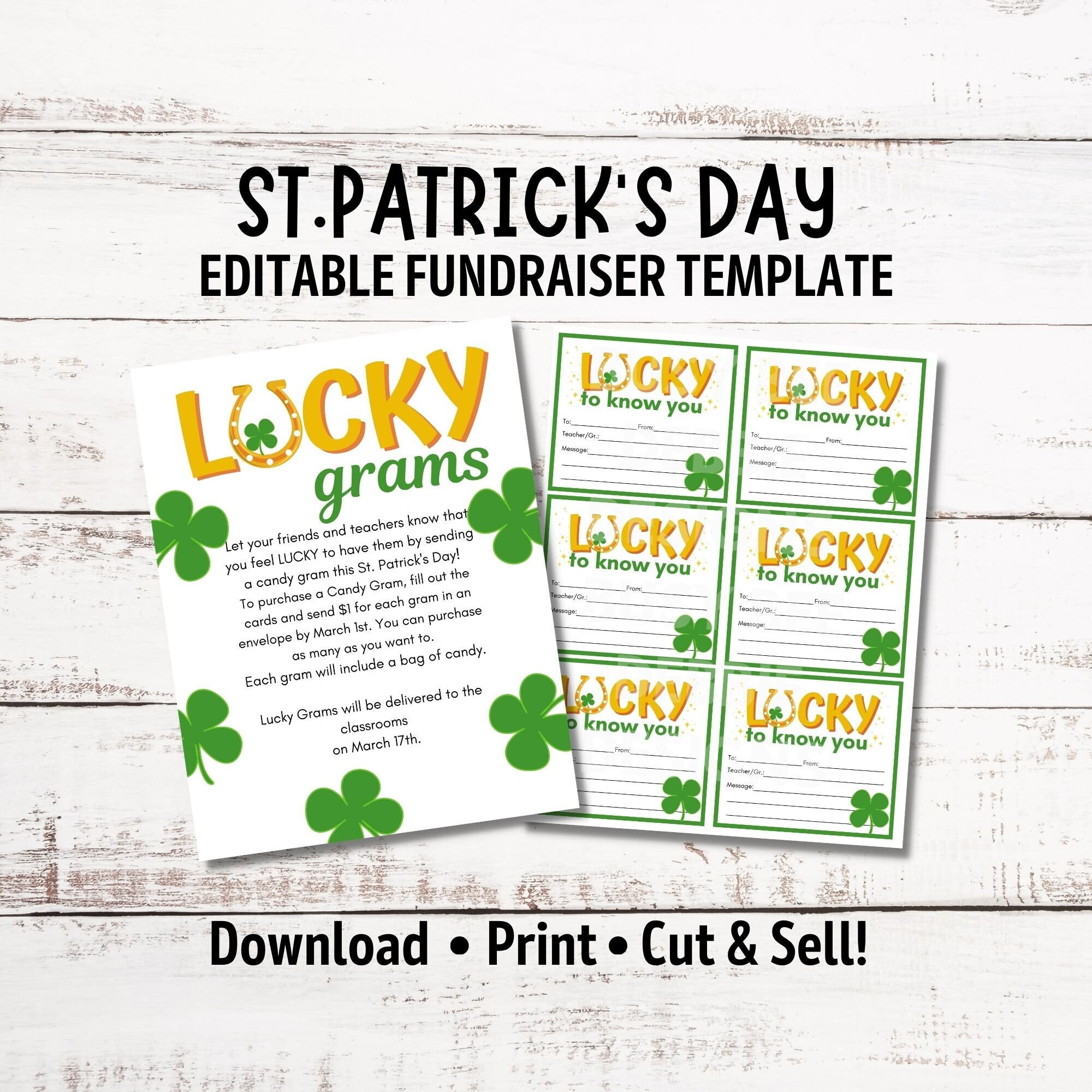 Editable St. Patricks Day Flyer Fundraiser | Lucky Grams for School ...