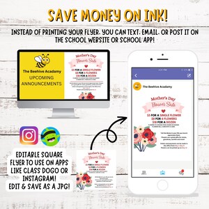 Editable Mother's Day Flower Fundraiser Flyer Template | Printable ...