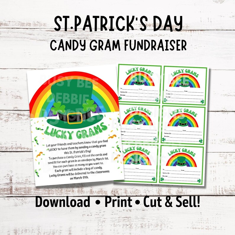 St. Patricks Day Candy Gram Fundraiser Flyer Lucky Grams - Etsy