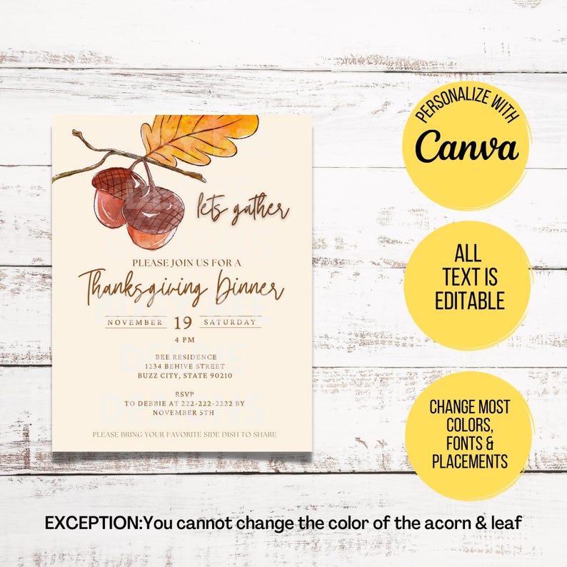 Editable Thanksgiving Dinner Printable Invitation | Friendsgiving ...