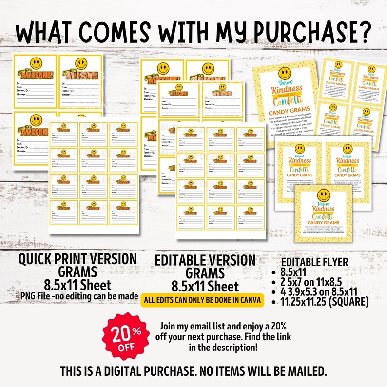 Editable Kindness Grams for Valentines Day, Kindness Day or Kindness ...