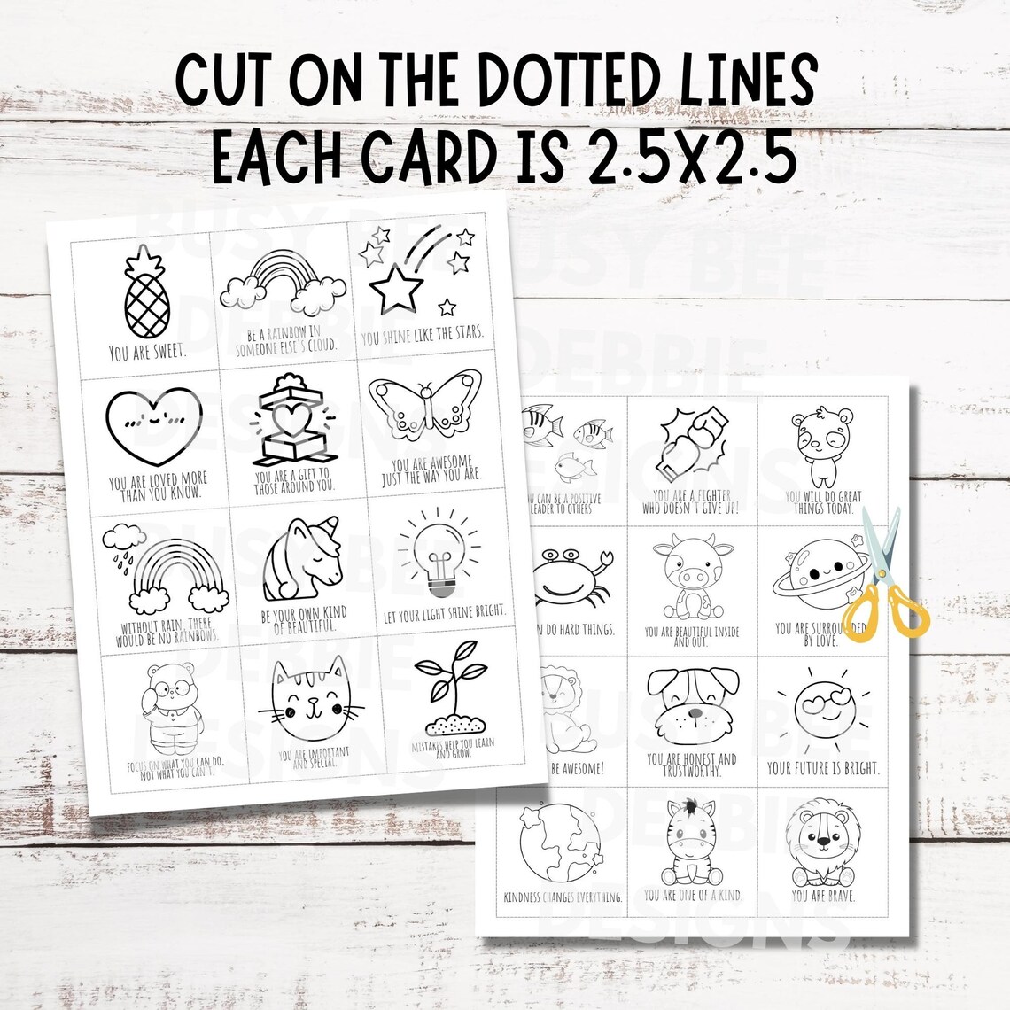 Mini Kindness Cards to Color Affirmation Cards Printable - Etsy