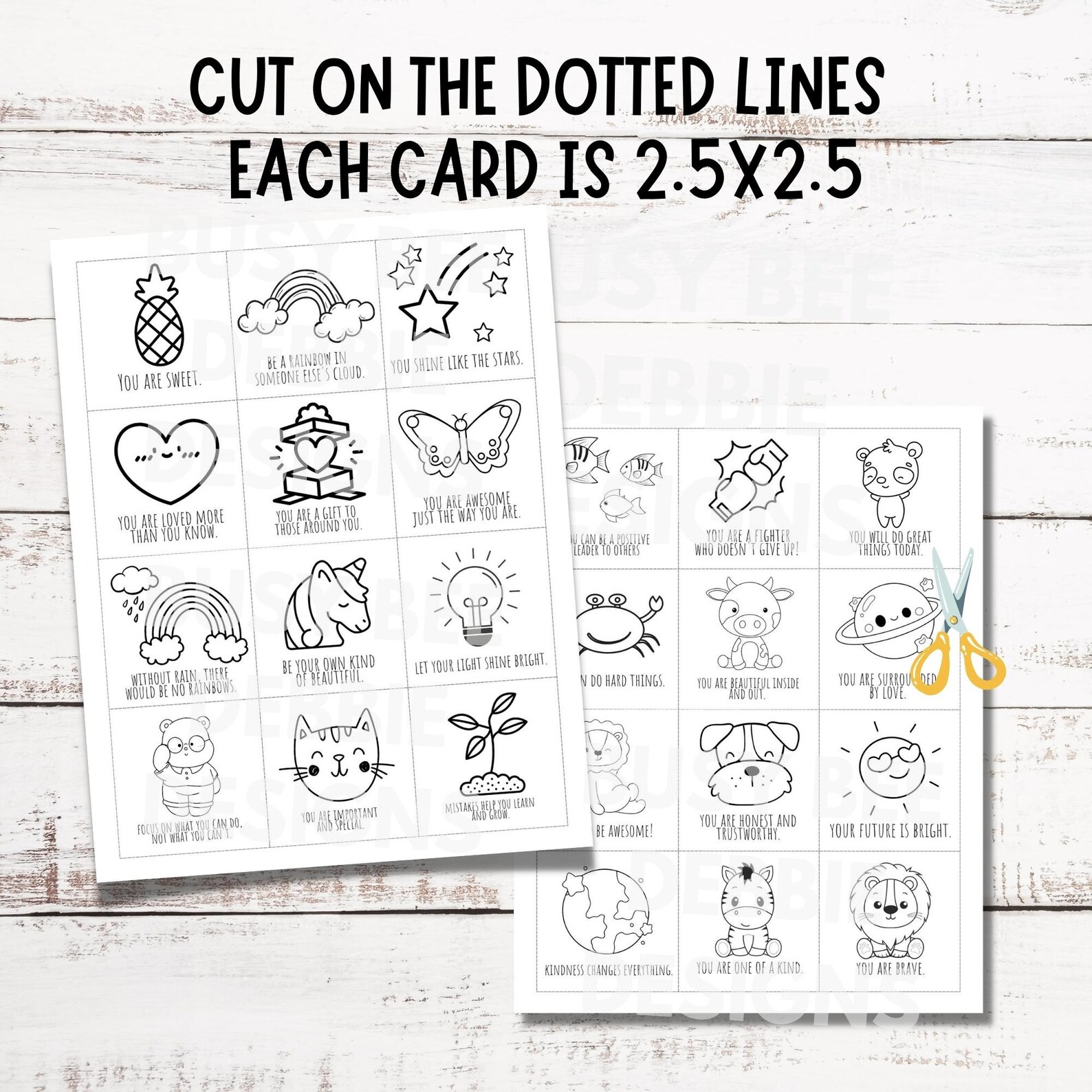 Mini Kindness Cards to Color | Affirmation Cards | Printable Kindness ...