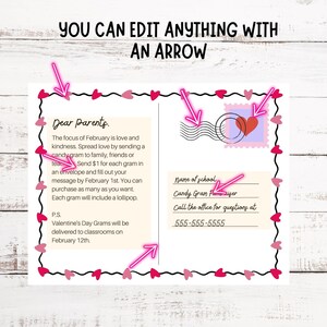Printable Valentine's Day Candy Gram | Post Card Valentine Fundraiser ...