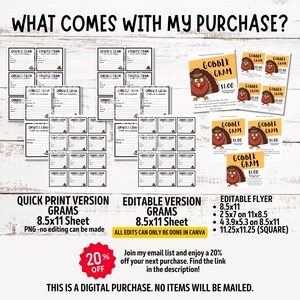 Thanksgiving Gobble Gram Download | Candy Grams for School Fundraiser ...