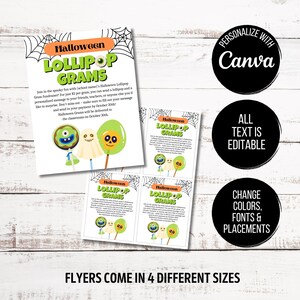 Editable Halloween Candy Gram Flyer Halloween Lollipop Gram Fundraiser ...