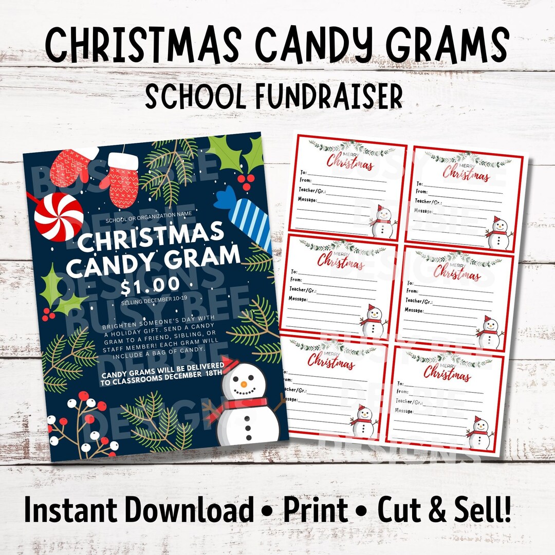 Christmas Candy Gram Editable Flyer Holiday Candy Gram - Etsy
