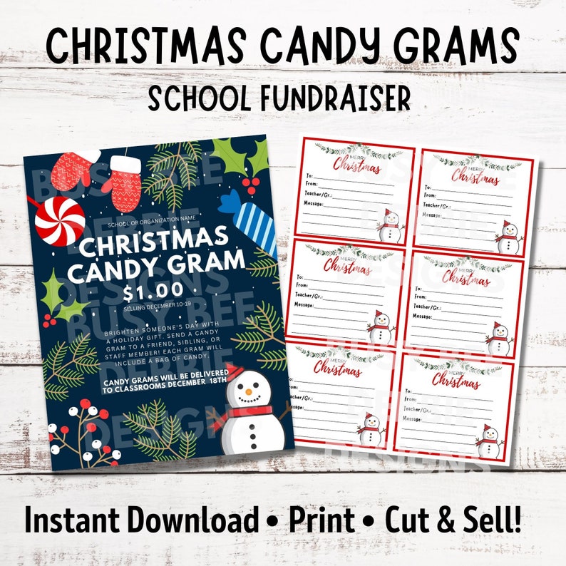Christmas Candy Gram Editable Flyer Holiday Candy Gram - Etsy