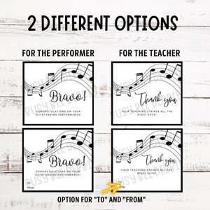 Printable Music Theme Gift Tags Tags for Music Recital, Music Teacher ...