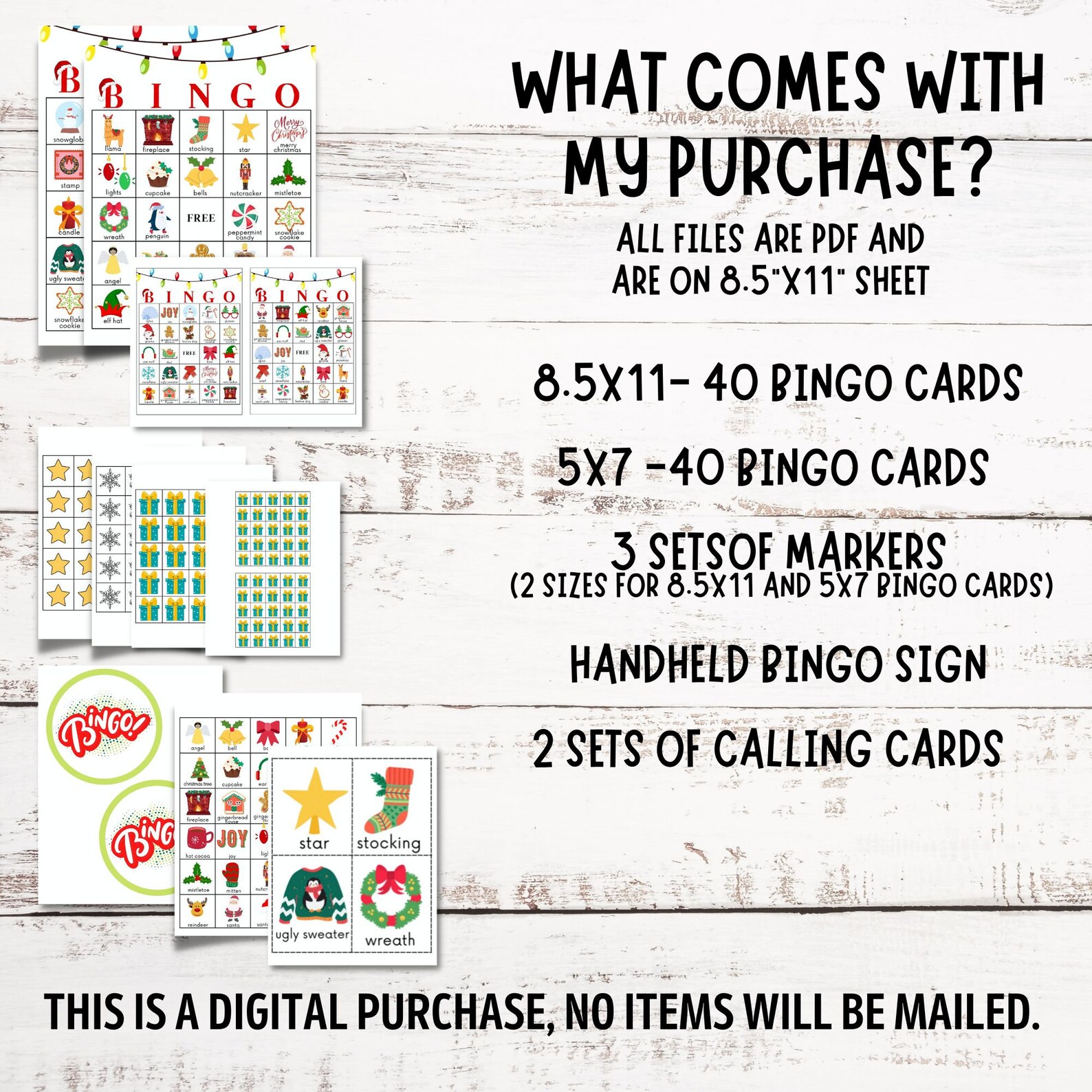 Printable Christmas Bingo Cards 40 Bingo Cards and Markers - Etsy