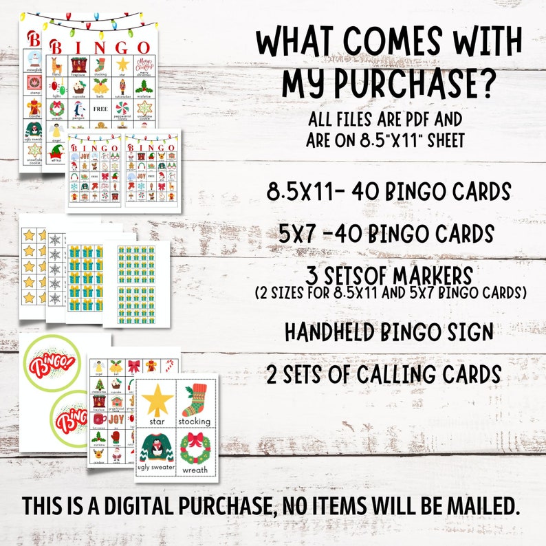 Printable Christmas Bingo Cards 40 Bingo Cards and Markers - Etsy