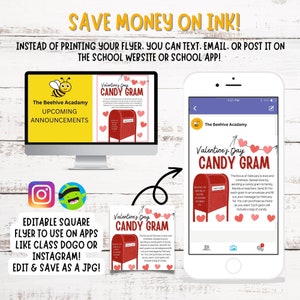 Editable Valentine's Day Candy Gram Flyer Printable - Etsy