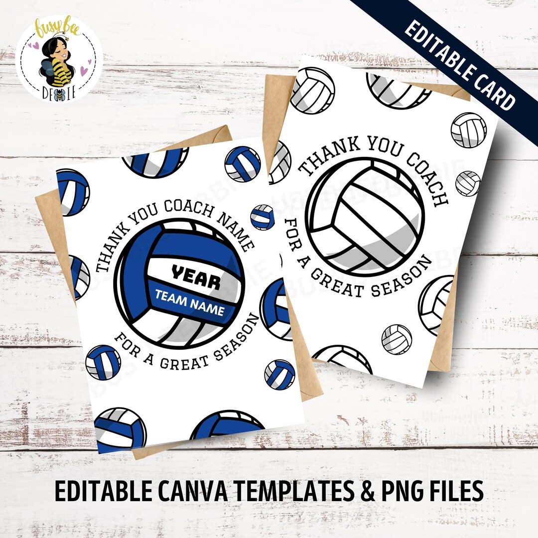 Editable Volleyball Coach Thank You Card | End of the Year Gift | Coach ...
