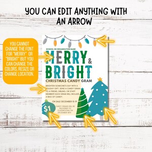 Blue & Green Christmas Candy Gram School Fundraiser Template Editable ...