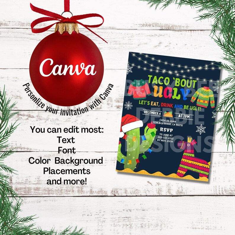 Editable Ugly Sweater Party Invitation Christmas Ugly Sweater - Etsy