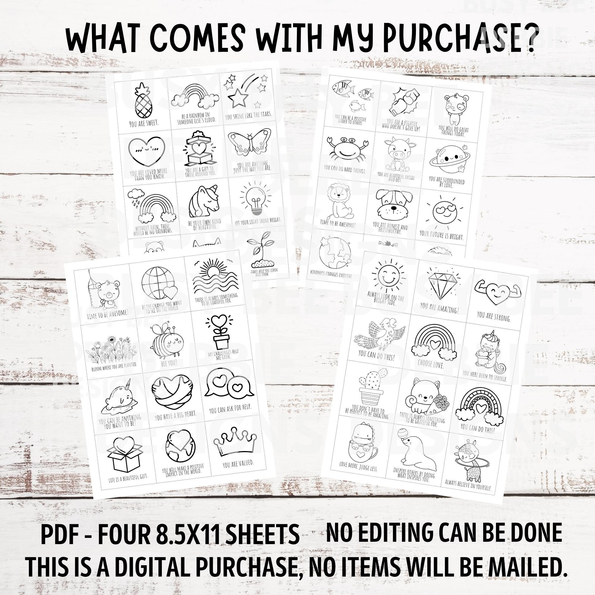 Mini Kindness Cards to Color Affirmation Cards Printable - Etsy