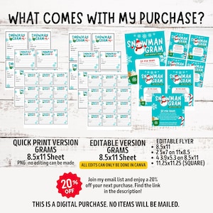 Printable Snowman Christmas Gram for School Fundraiser Hot Cocoa ...